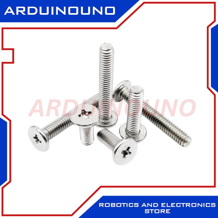 Jual Cross JF FLAT HEAD M3x15 mm ss304 Stainless Steel screw segitiga ...