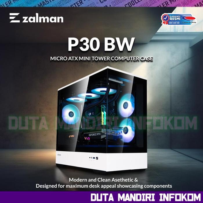 Promo Zalman P30 BW - Tempered Glass Mini Tower m-ATX Gaming Case Cicil ...
