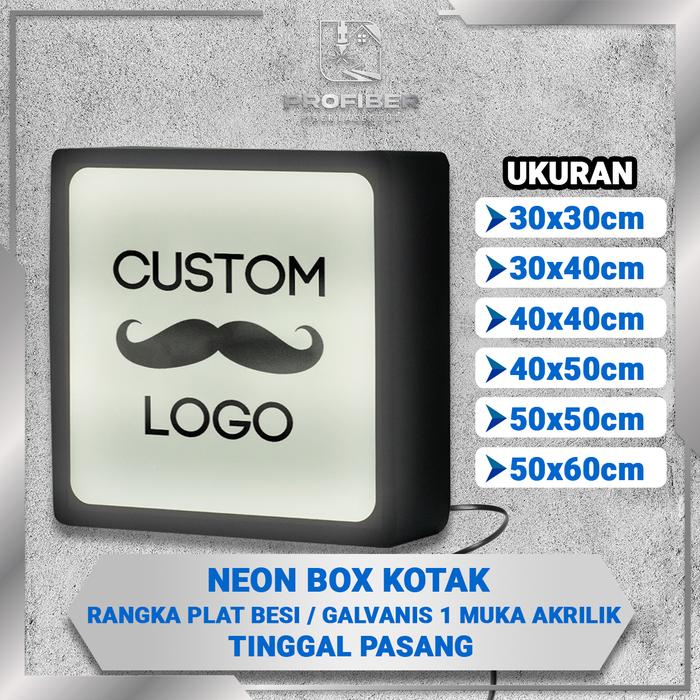 Promo Neon Box Kotak 1 Muka Rangka Plat Besi dan Galvanis By Profiber ...