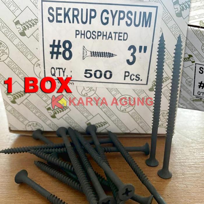 Jual [1 BOX] Skrup Gypsum 8 x 3" 7,5 cm / Sekrup Plafon Gipsum Hitam 3 ...