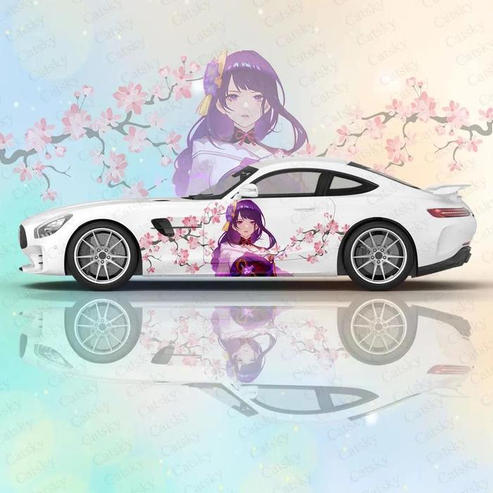 Jual Genshin Impact_Raiden Shogun Anime Car Stickers Custom Vinyl Side ...