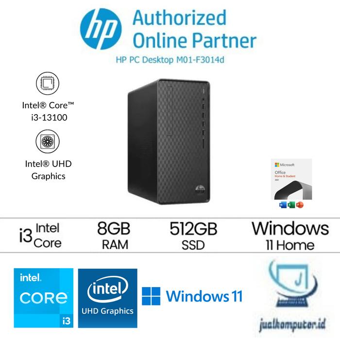 Jual HP PC Desktop M01-F3014d Core i3-13100 8GB 512GB SSD Win 11+OHS ...