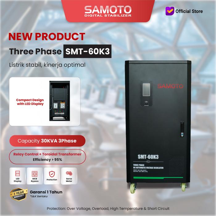 Jual SAMOTO Stabilizer 60000VA Stavolt Three Phase Stavolt SMT60KVA 3 ...