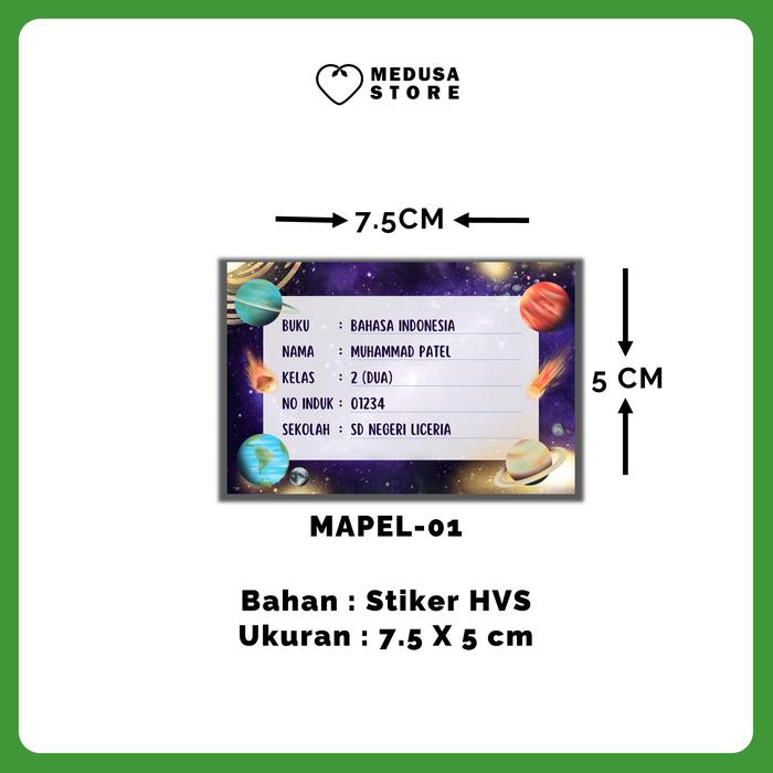 Jual Label / Stiker nama Buku Tulis Pelajaran Sekolah anak Tema Luar ...