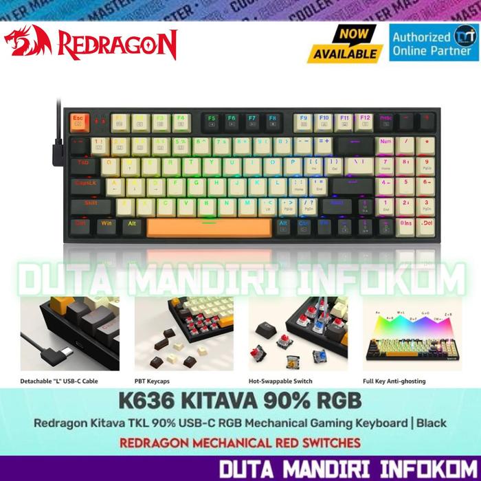 Jual Redragon KITAVA K636 - 90% RGB Hot-Swappable Mechanical Gaming Keyboard I K636CLO-RGB ...