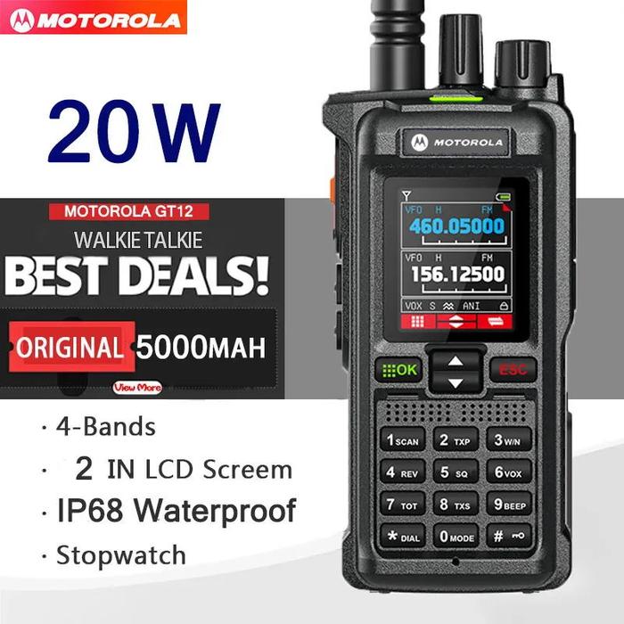 Jual HT Motorola GT12 Radio Dua Arah Walkie Talkie Jarak Jauh 25KM Daya Tinggi 20W 6800Mah ...