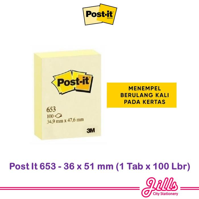 Jual Post It Kecil / Sticky Notes 653 (1 Pad Kuning x 100 Lbr) - Kab ...