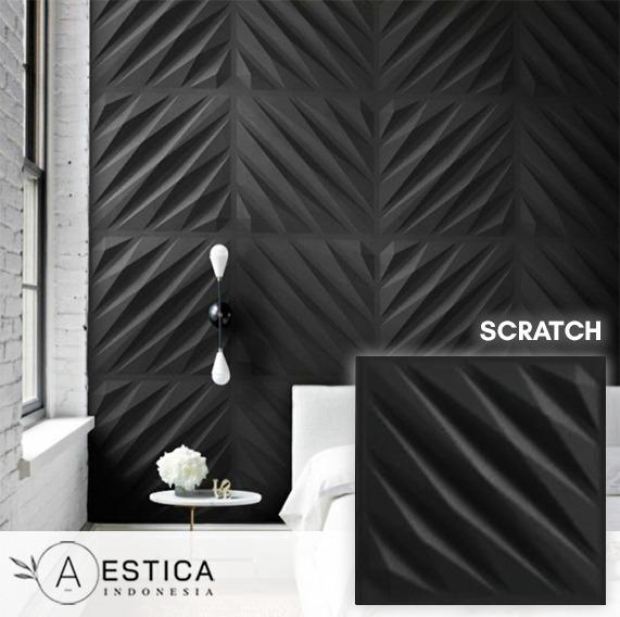 Promo 3D PVC Wall panel Dinding 50 x 50cm White, Black, Wood, & Marble ...