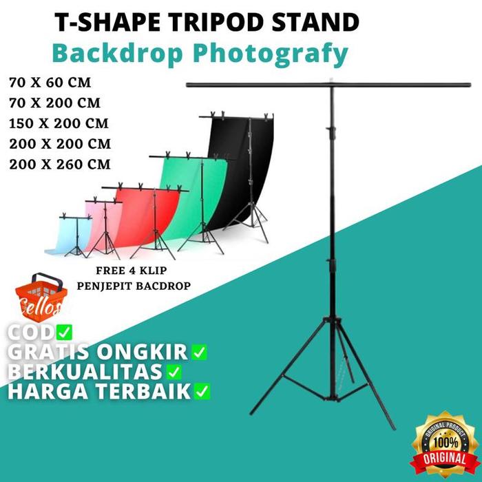 Jual MUTIARA CAM. Tripod Stand T-Shape Bracket Stand Backdrop ...