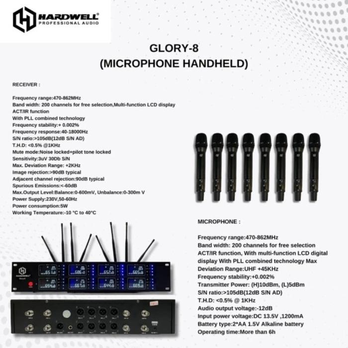 Jual Mic Wireless Isi 8 HARDWELL GLORY UHF digital ORIGINAL Vocal ...