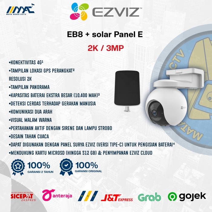 Jual Ezviz EB8 +Solar Penal-E 2K Pan & Tilt 4G Battery Camera Kartu SIM ...