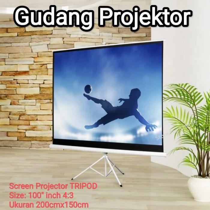 Jual Screen Projector Tripod 100" - Layar Proyektor pake kaki 100 inch ...