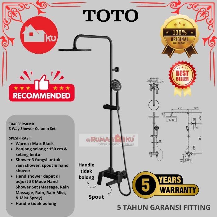 Promo Shower Column Set 3 Way TOTO TX493SRS#MB Matte Black Hitam Cicil ...