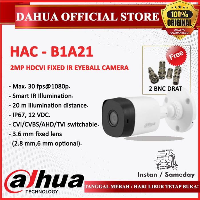 Jual DAHUA Kamera CCTV COOPER HAC-B1A21P 2MP BULLET 4 IN 1 OUTDOOR ...