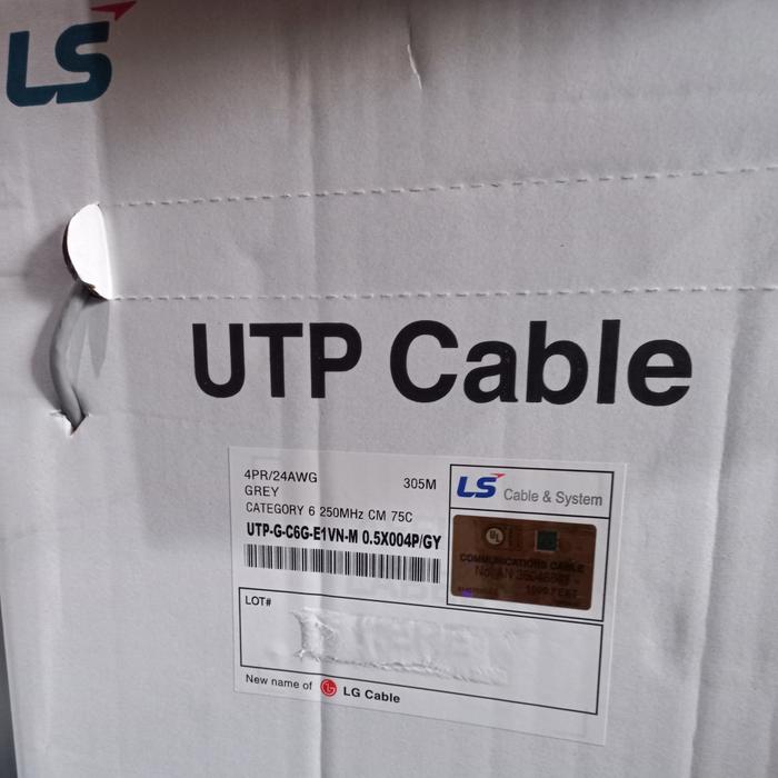 Jual LS Kabel UTP Cat6 LS /Kabel Land Cat6 Merek LS Grey @305M ...