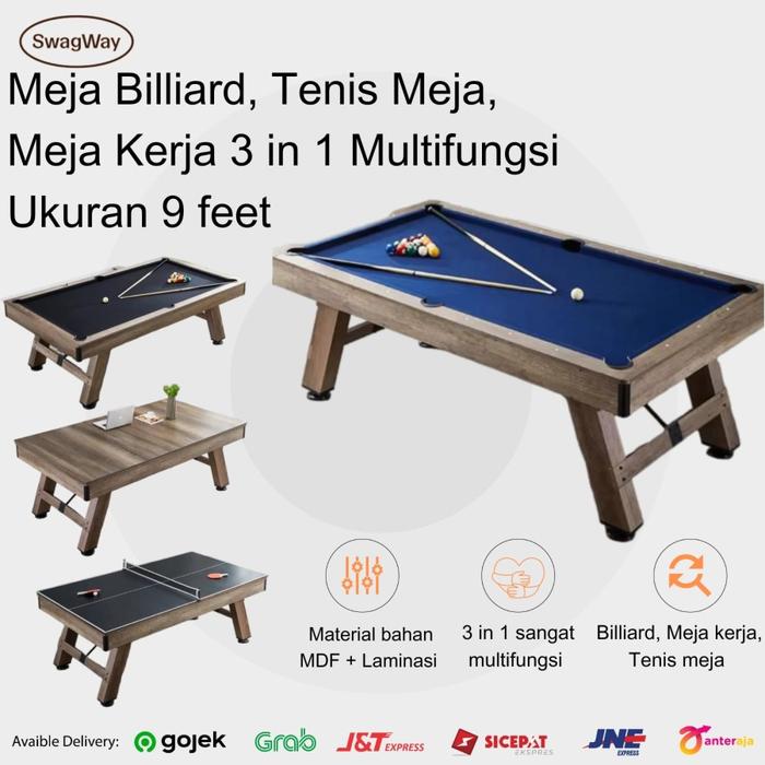 Jual Meja Billiard Biliard 9 feet 3 in 1 Billiard, Meja kerja Tenis ...