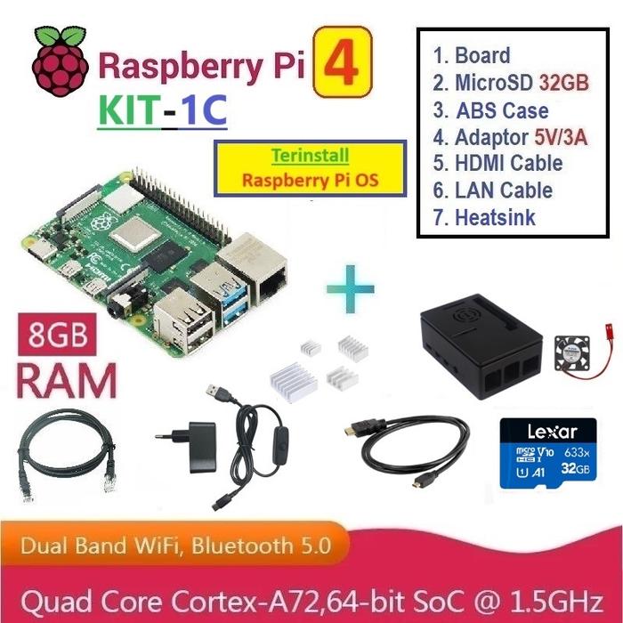 Jual KIT-1C : Raspberry Pi 4 (8GB RAM) - Complete SET - - badank Electronic | Tokopedia