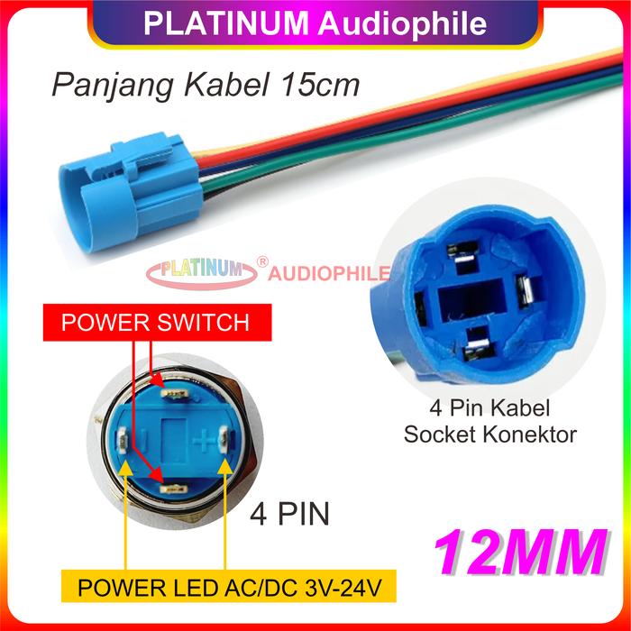 Jual Soket Kabel Konektor Metal Push Button Socket Cable Connector 12mm ...
