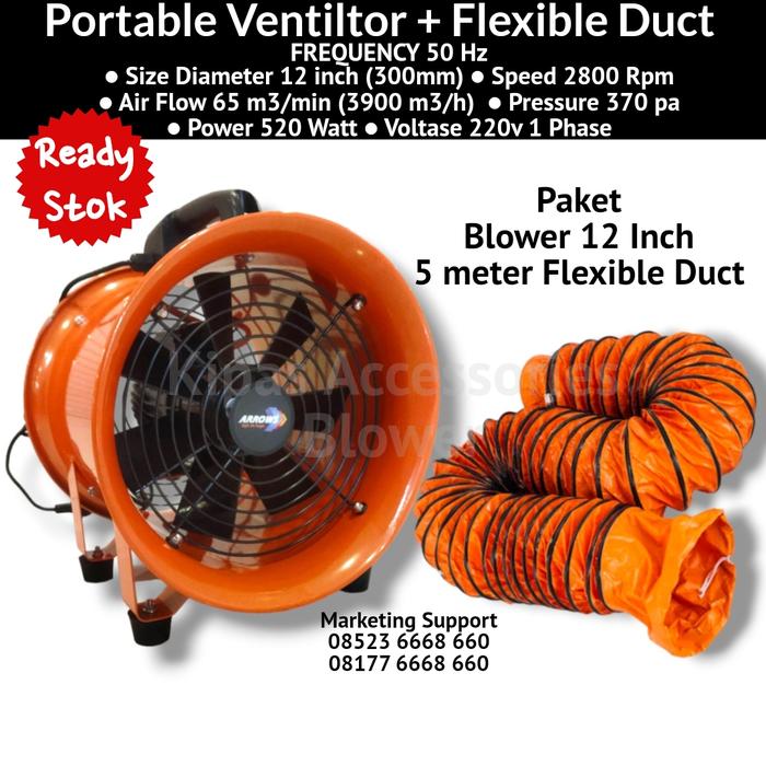 Jual PAKET Portable Blower Ventilator 12 Inch+Flexible Duct 5 meter ...