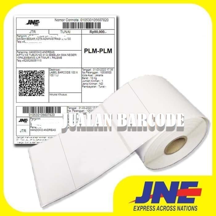 Jual LABEL STICKER JNE 102 X 127 - BARCODE SEMICOATED 102x127MM RESI ...