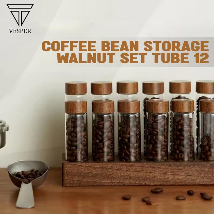 Jual coffee bean storage walnut set tube / tube display / rak tabung ...
