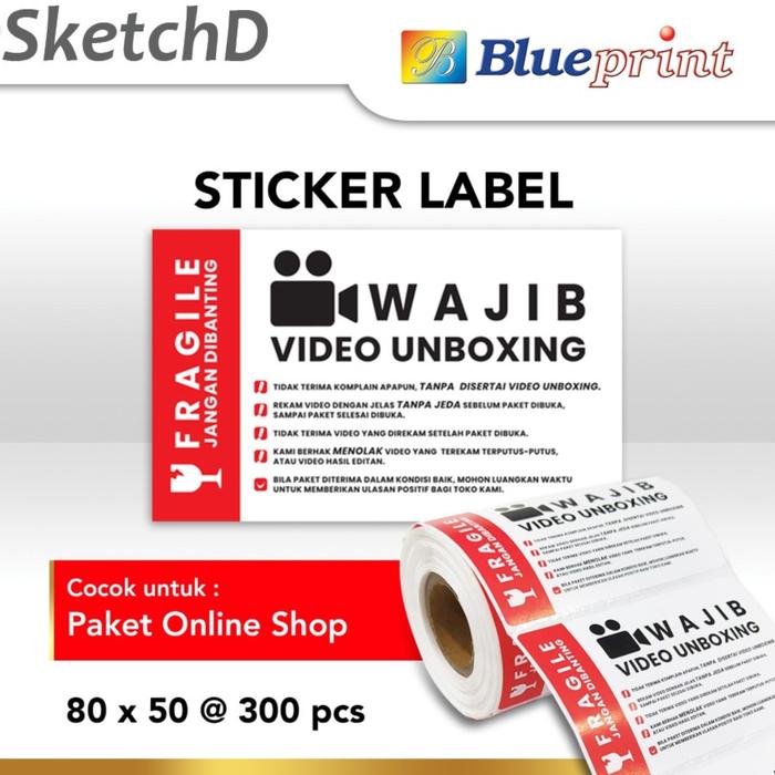 Jual Label Stiker Fragile Wajib Video Unboxing 80 x 50 mm Sticker ...