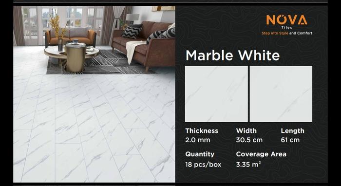 Jual NOVA TILES LANTAI VINYL STONE SERIES 2MM - MARBLE WHITE - Kota Bekasi ...