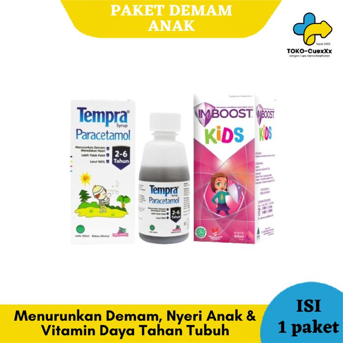 Jual Tempra Sirup 100 ml Pereda Demam Anak & Imboost Kids Sirup 60 ml ...