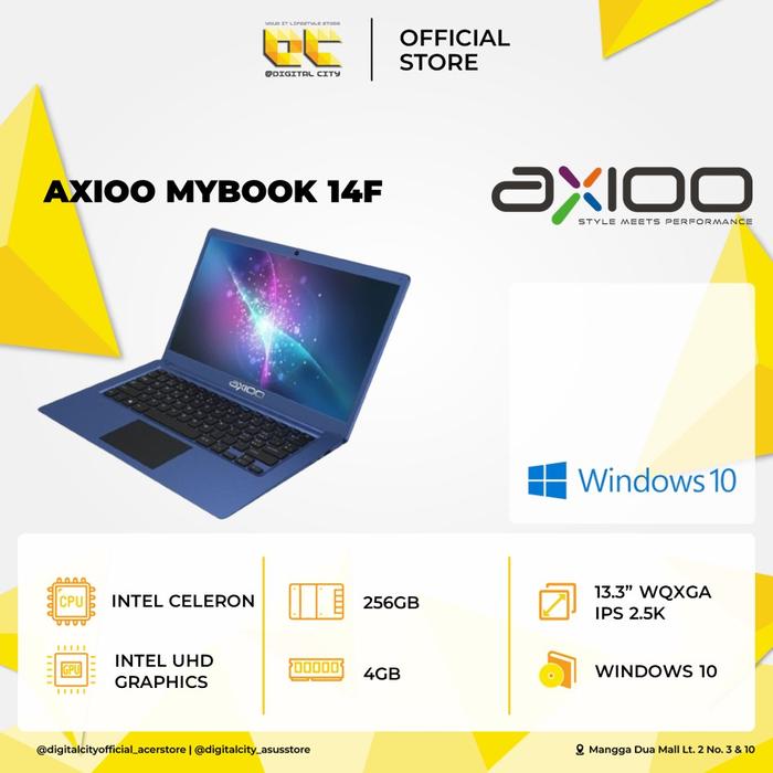 Jual AXIOO MYBOOK 14F CELERON 4GB 256GB W10 13.3WQXGA IPS 2.5K BLUE ...