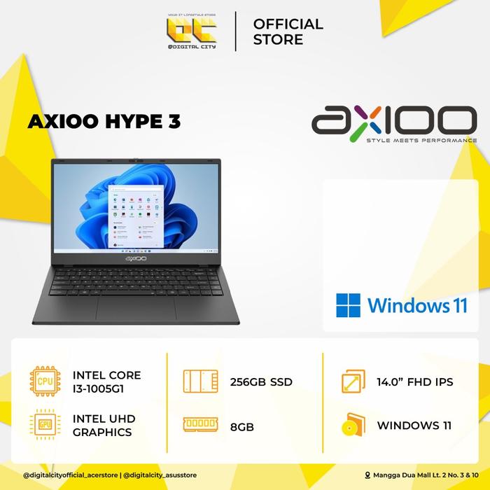 Jual AXIOO HYPE 3 I3 1005G1 8GB 256GB W11 14.0FHD IPS HDMI GREY - WIN11 ...