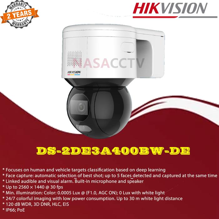 Jual HIKVISION CCTV IP Mini PTZ 4MP COLORVU DS-2DE3A400BW-DE Garansi Resmi 2 Tahun IP66 PoE ...