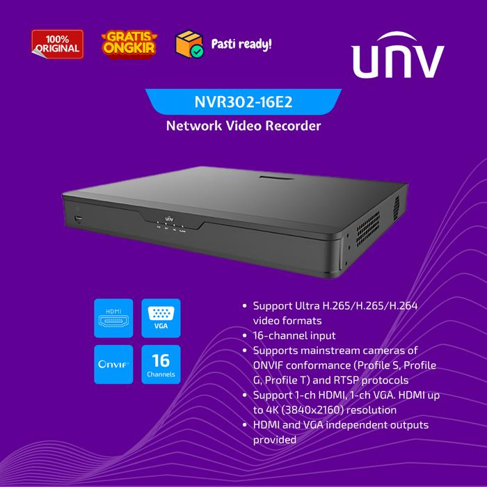 Promo UNV NVR302-16E2 Uniview 16 Channel Network Video Recorder NVR ...