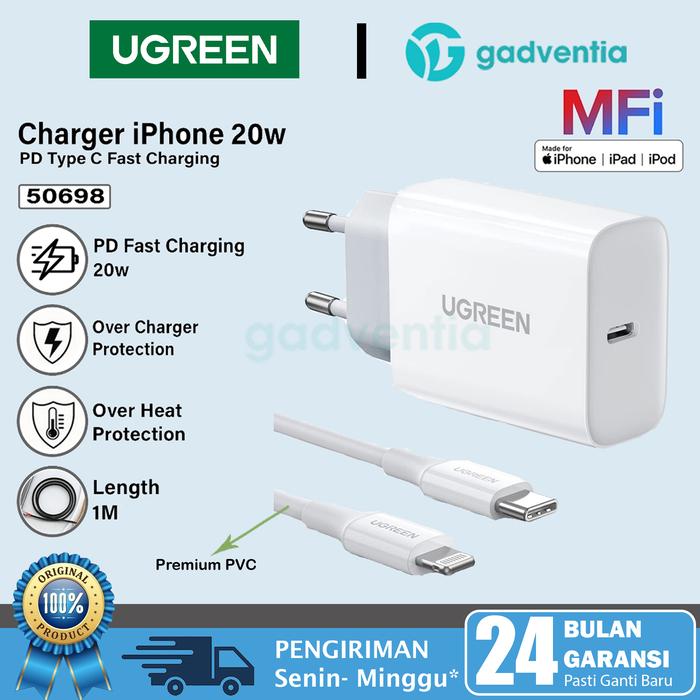 Jual UGREEN Charger Set GaN Mini Untuk Handphone iPhone X XS XR 11 12 ...