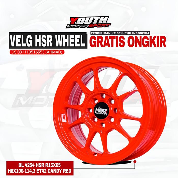 Jual Velg Mobil r15 Candy Red HSR DL 4254 4X100/114,3 Brio Karimun ...