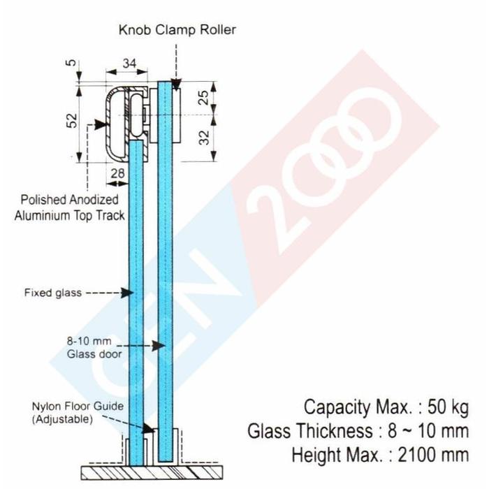 Jual Rel Sliding Track Pintu Kaca Shower Screen Dekkson Sliding Shower ...