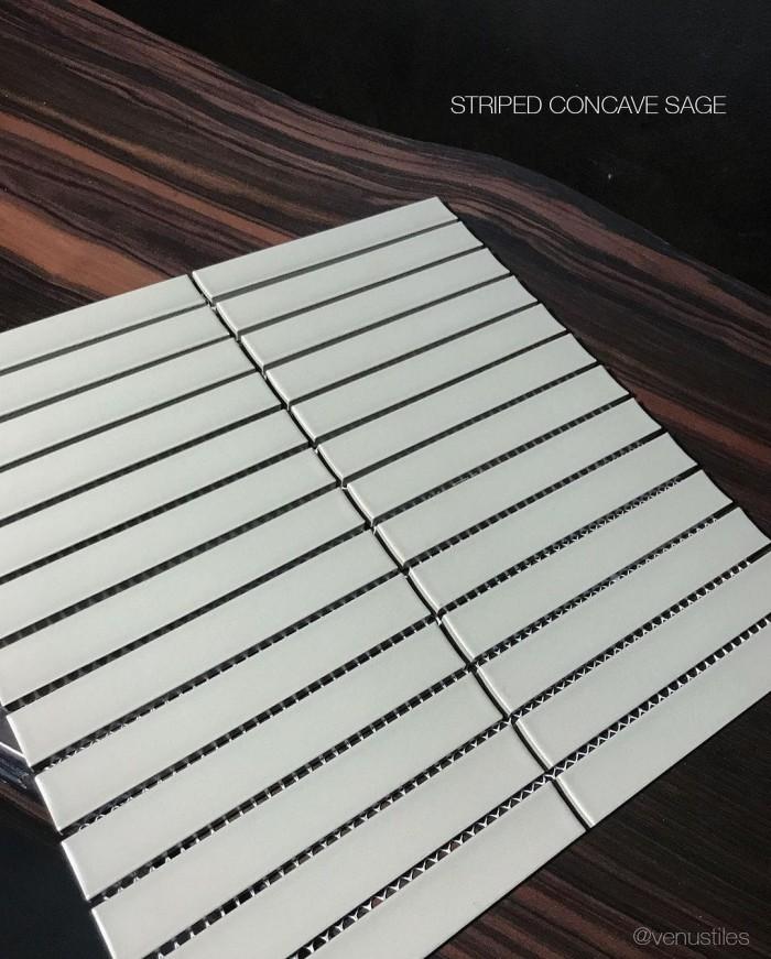 Jual Mosaic Venus Pottery Striped Concave Sage - Mosaic Dinding Kamar ...