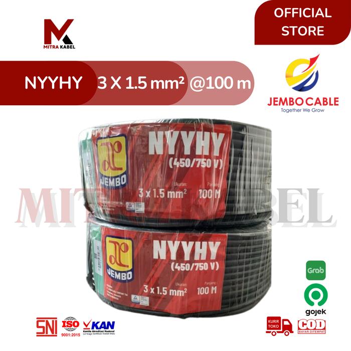Jual Kabel listrik NYYHY 3x1,5 mm JEMBO kabel NYYHY 3x1.5 mm Roll 100 ...