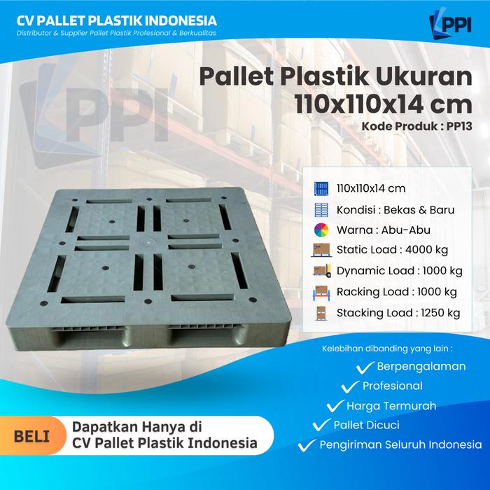 Jual Pallet Plastik Bekas/Baru Ukuran 110x110x15 cm – PP13 / Pallet Plastik Abu-Abu / Pallet ...