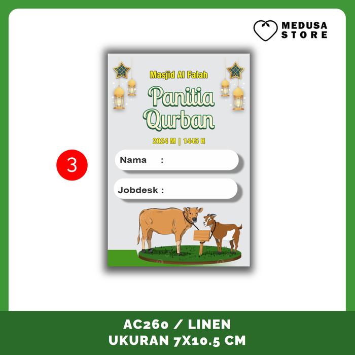 Jual Name Tag/ Id Card Panitia Qurban/ Idul Adha - Bisa Custom Nama ...