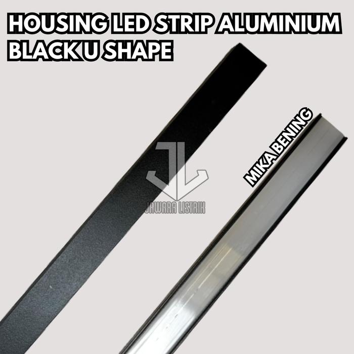 Jual HOUSING RUMAH LED STRIP U SHAPE ALUMUNIUM TEBAL PER 1 METER HITAM ...