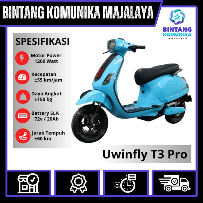 Jual Motor Listrik Uwinfly T3 Pro 1200 Watt, 72V/20Ah, Langsung Kirim, Garansi Nasional Resmi ...