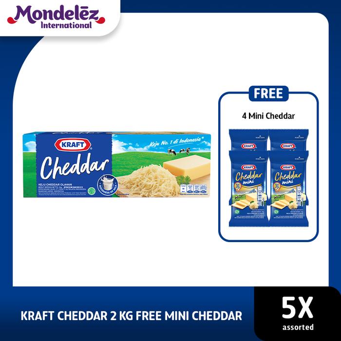 Promo Kraft Keju Cheddar Loaf 2 Kg - Free Mini Cheddar 4 Pack - - Oreo ...