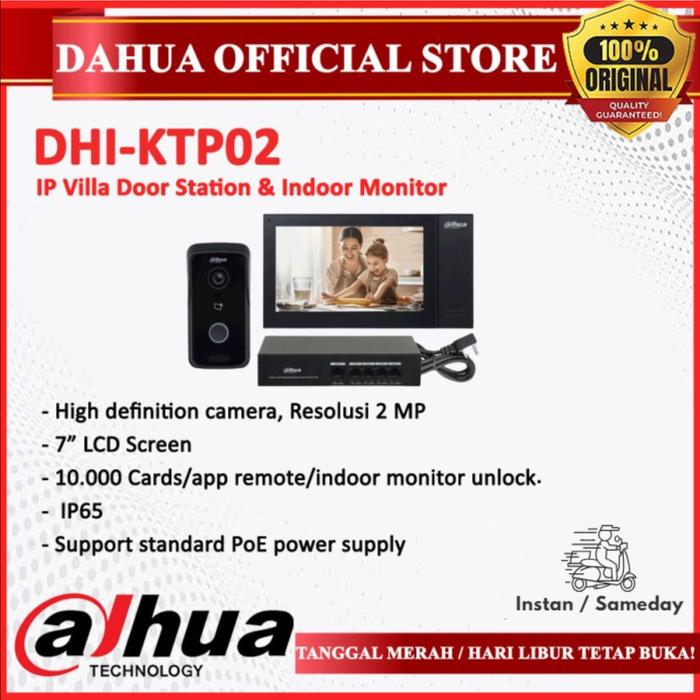 Jual DAHUA KTP02 Video Door Phone Intercom Villa Rumah IP Camera PoE 7 ...