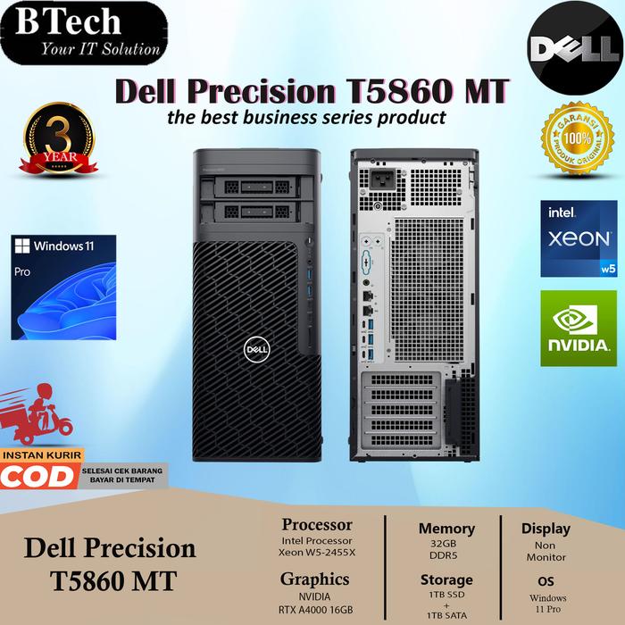 Jual PC Dell Precision T5860 MT Xeon W5-2455X 32GB 1TB+1TB RTX A4000 ...