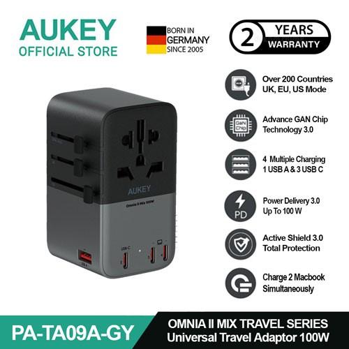Promo Aukey Universal Travel Adaptor GAN Type C 100W 4 Multiple Ports ...