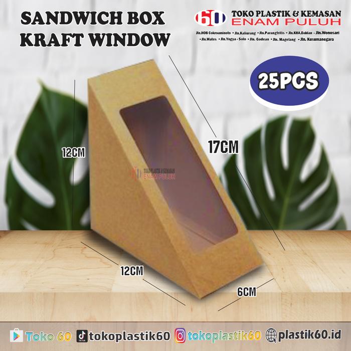 Jual Box Sandwich Paper Kraft Window / Kemasan Sandwich Segitiga Toast ...