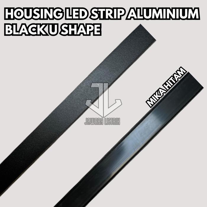 Jual HOUSING RUMAH LED STRIP U SHAPE ALUMUNIUM TEBAL PER 1 METER HITAM ...