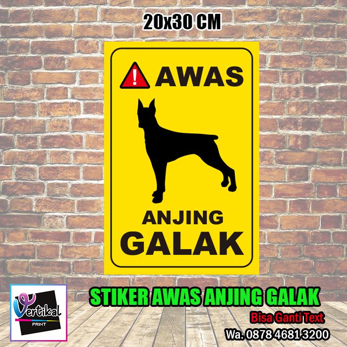Jual Stiker Vinyl Awas Anjing Galak Sticker ukuran 20x30 CM - Kuning ...
