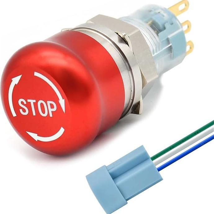 Jual 16Mm 0.63 Latching Emergency Stop Push Button Switch Spdt Mushroom ...