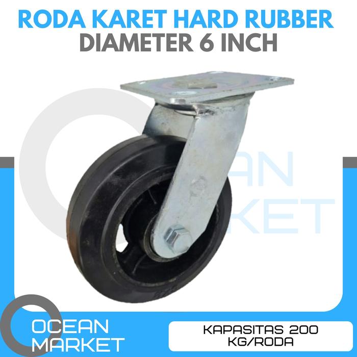 Jual Roda Caster Karet Diameter 6 Inch Hidup Ukuran plat 115 x 98 mm ...